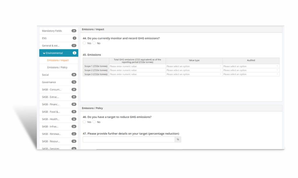 eFront ESG Outreach questionnaire - DiligenceVault