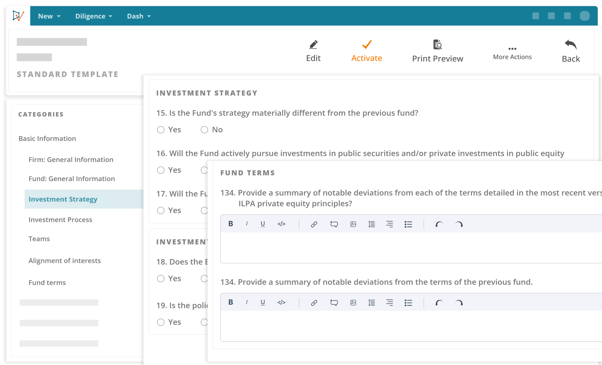ILPA DDQ / Due Diligence Questionnaire - DiligenceVault
